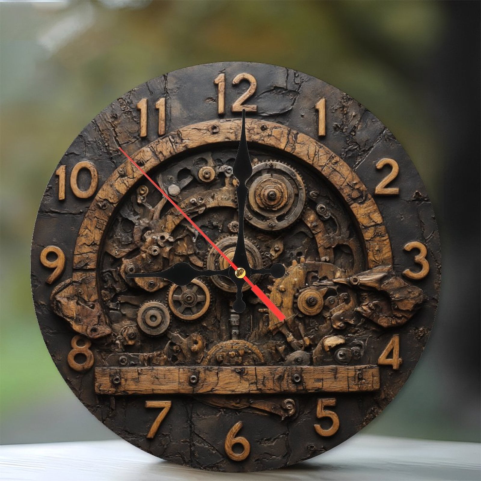 Steampunk Wall Clock Gear Clock Vintage Clock Rustic Clock Wooden Clock ...