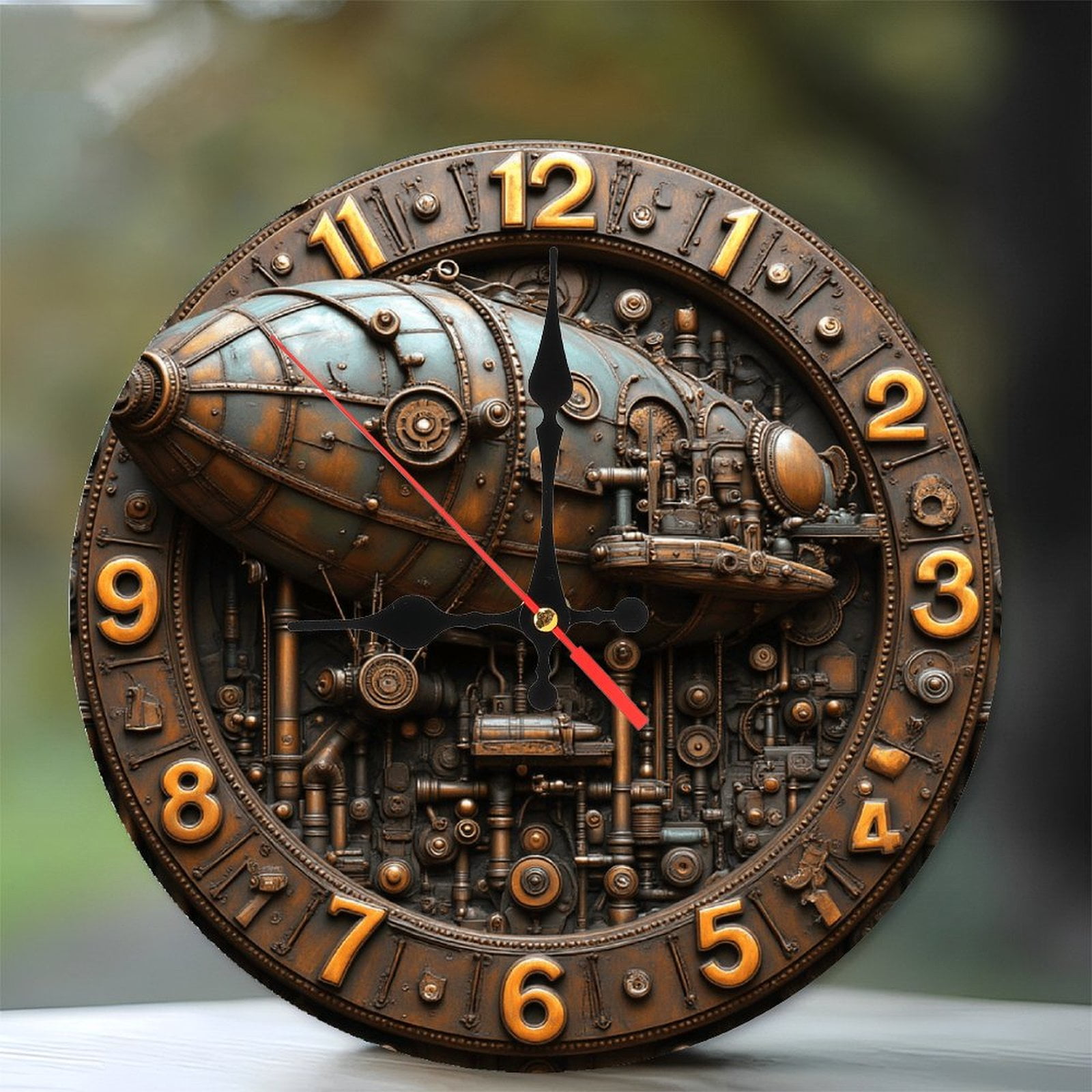 Steampunk Wall Clock with Unique Design And Vintage Feel 10-Inch Silent ...