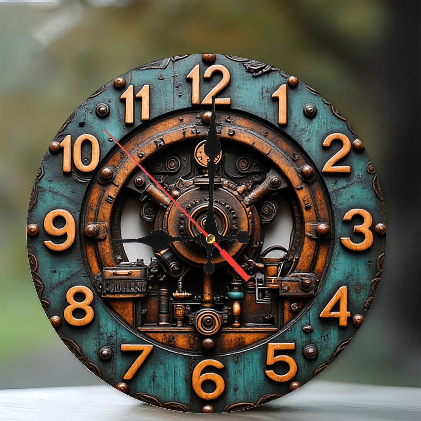 Steampunk Wall Clock Vintage Gear Clock Bronze Copper 10-Inch Silent ...