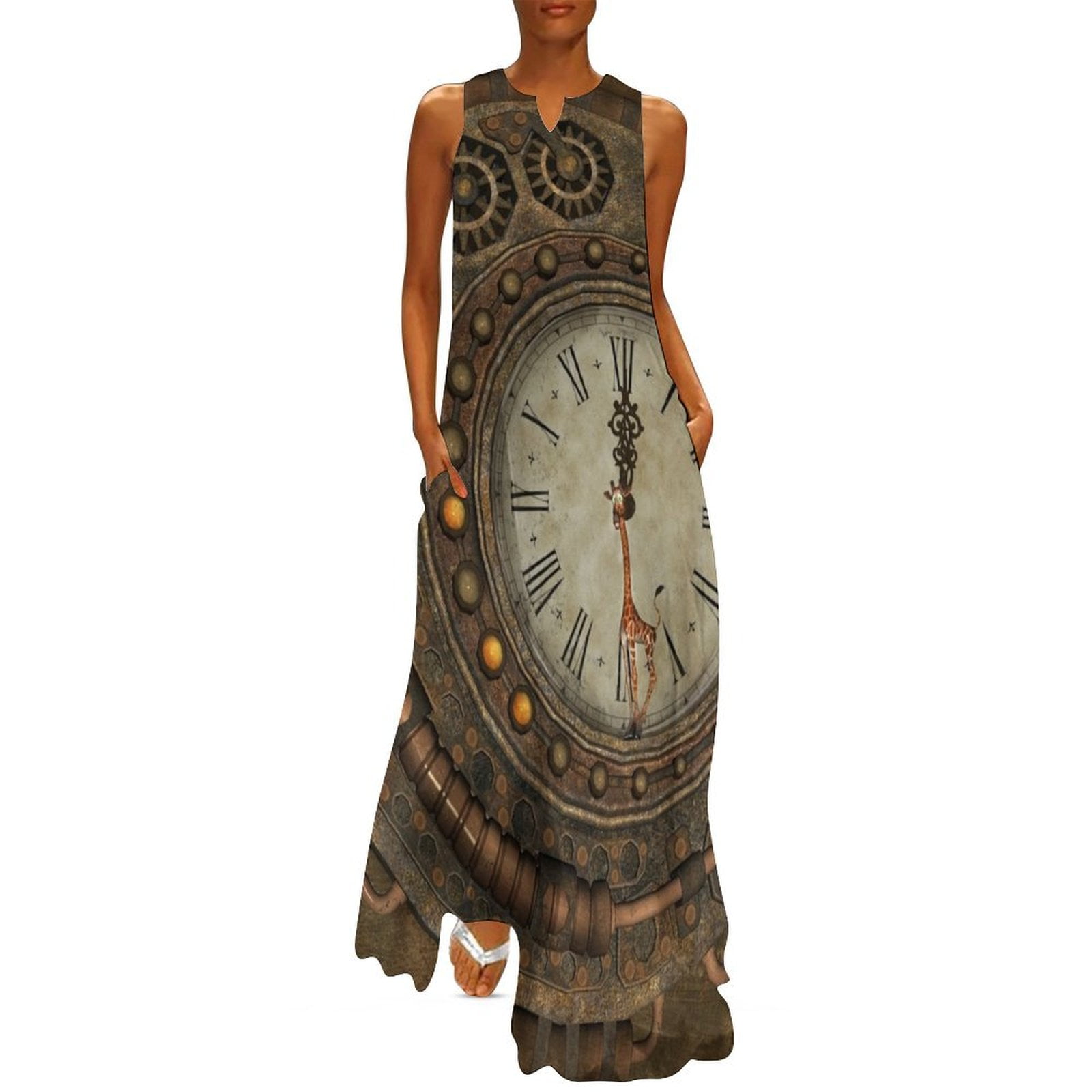 Steampunk awesome clock Long Dress women"s summer dresses 2024 Woman ...