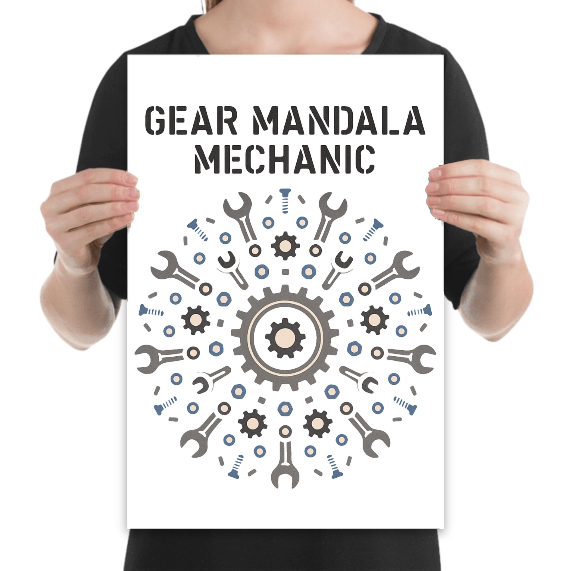 Steampunk gear mandala, 13x19 poster for mechanic garage and industrial ...