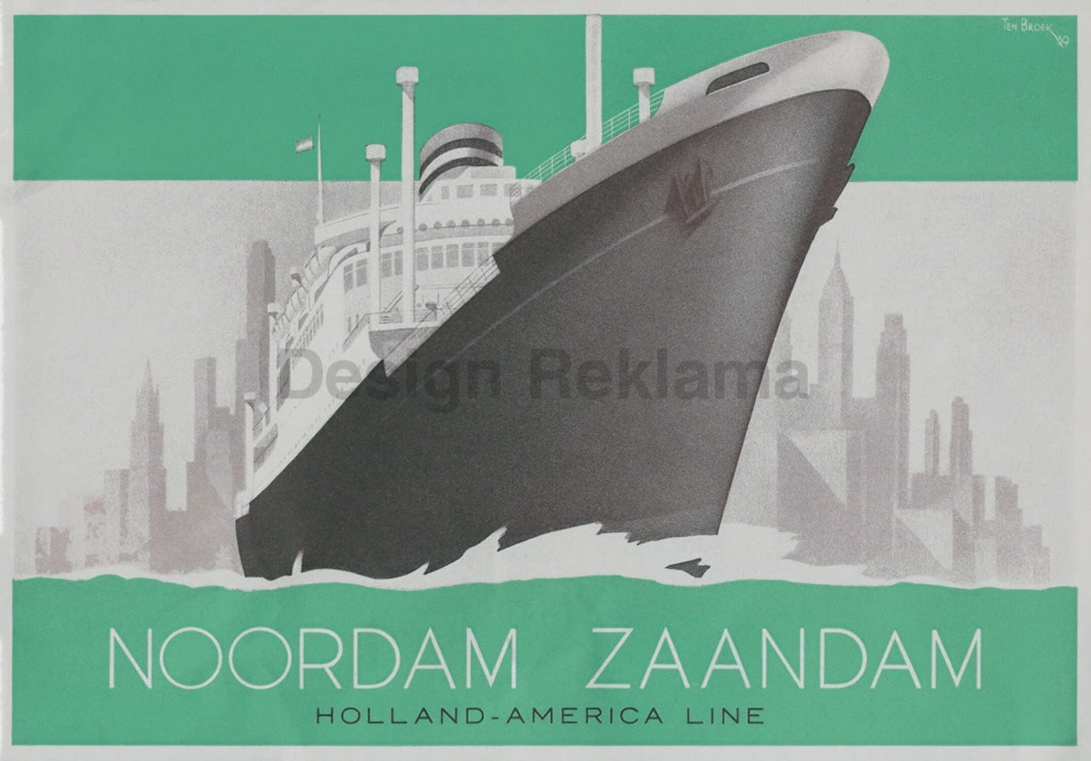 Steamships Noordam and Zaandam from the Holland America Line, 1939 ...