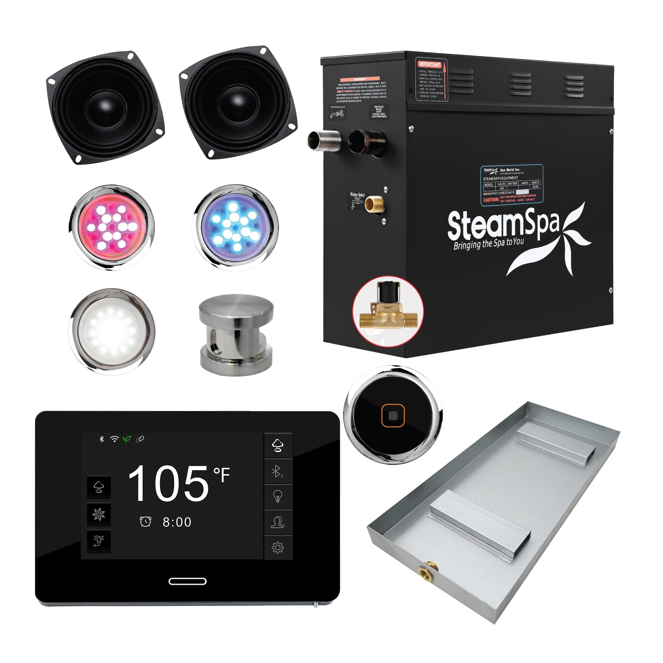 Black Series 4.5kW Steam Bath Generator with Wireless Bluetooth / Wifi ...