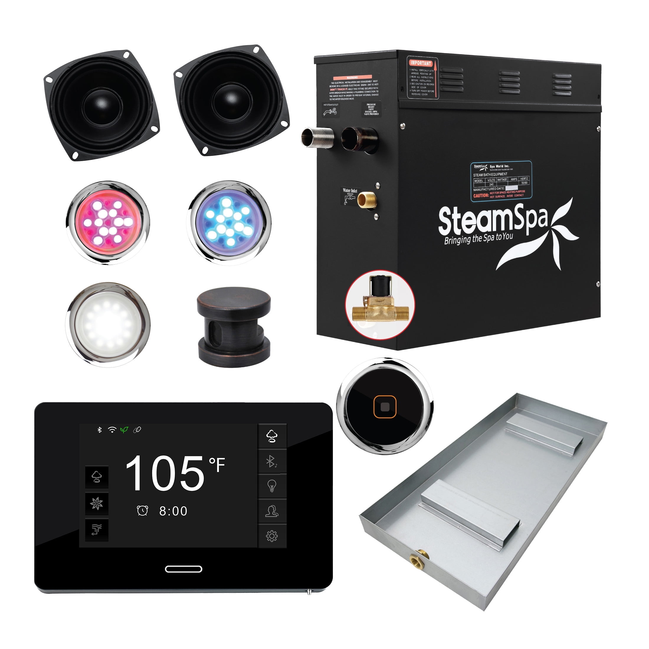 Black Series 7.5kW Steam Bath Generator with Wireless Bluetooth / Wifi ...