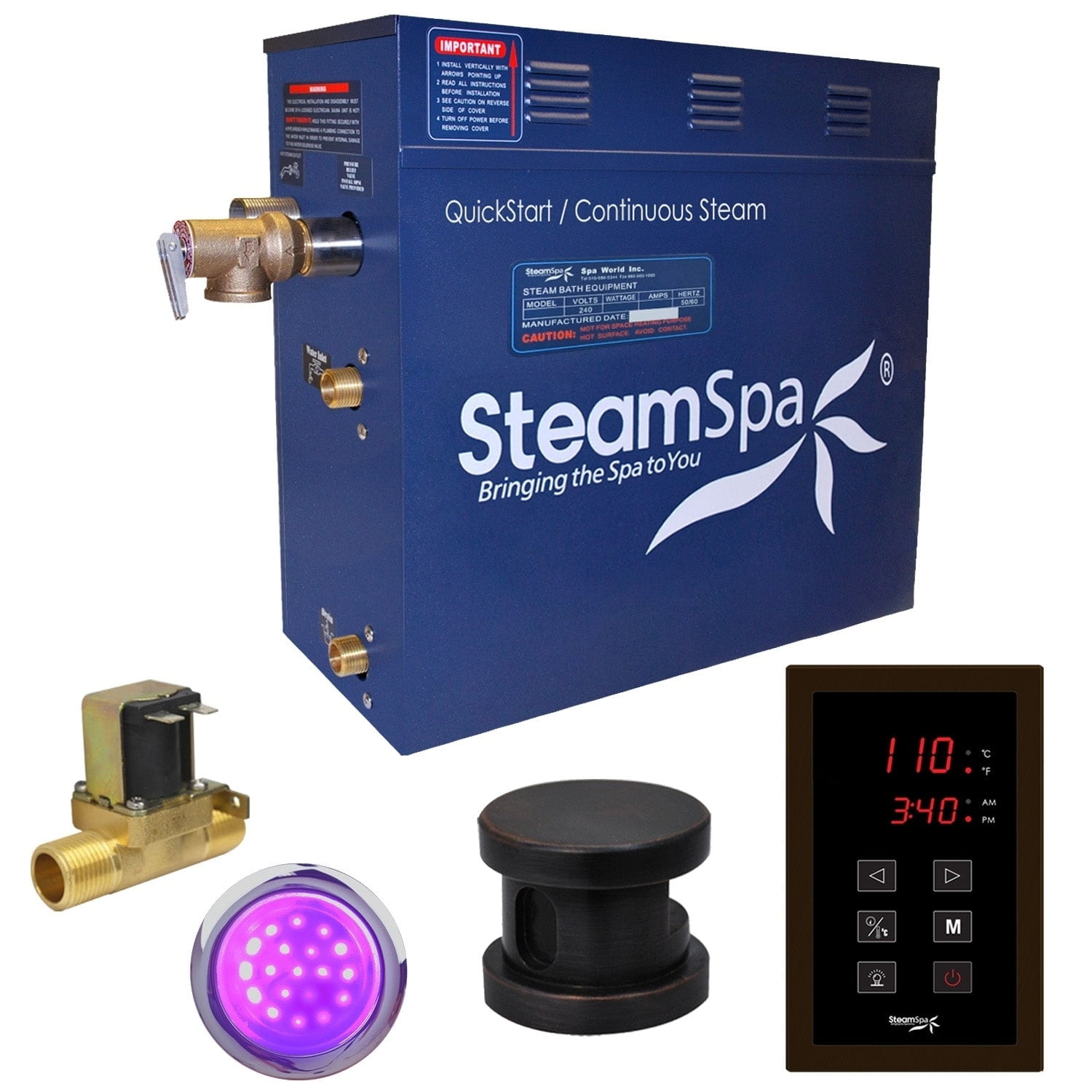 Steamspa Int450-A Indulgence 4.5 Kw Quickstart Steam Bath Generator Package - Bronze - Walmart.com