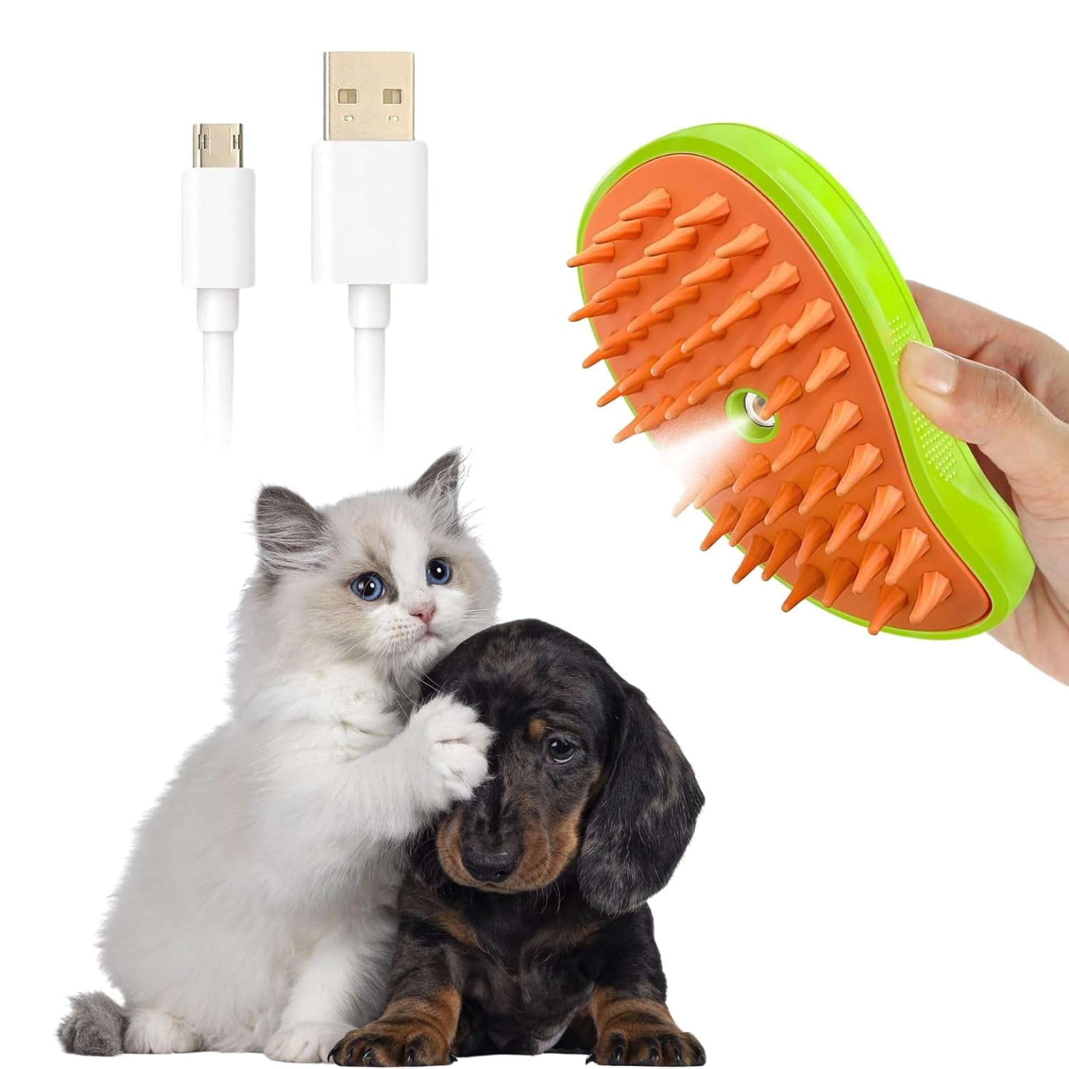 Steamy Cat 3-in-1 Self-Cleaning Electric Pet Grooming Brush for Dogs ...