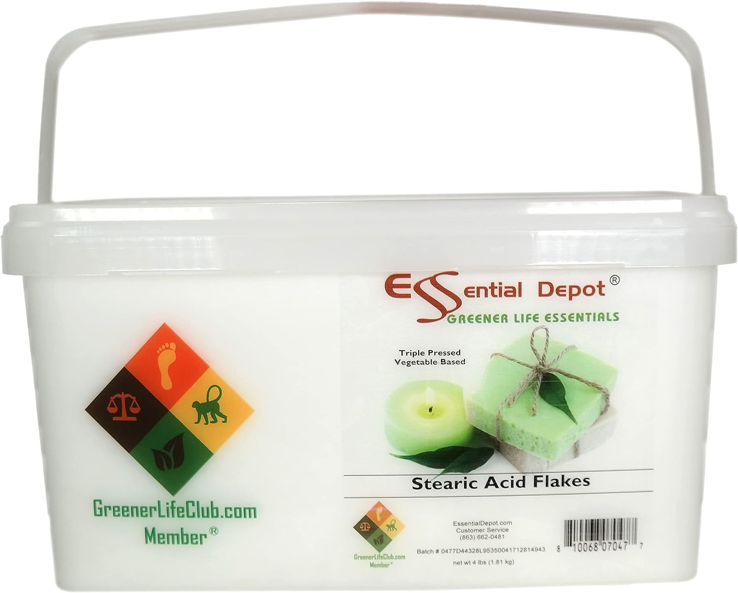 Greener Life Club Vegetable-Based Stearic Acid - Triple Pressed, White ...