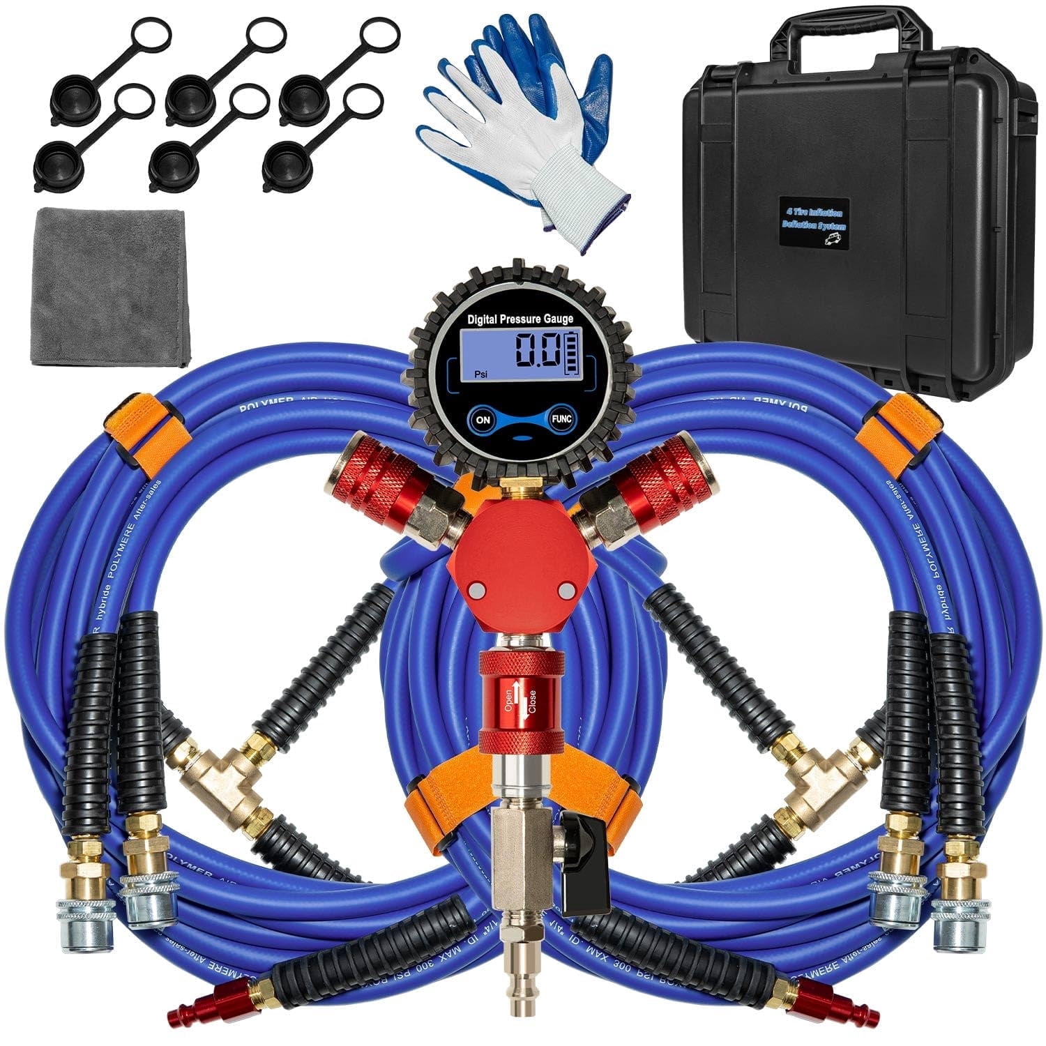 Steauty 4-Tire Inflator Deflator Kit with Digital Gauge and Hard Case ...
