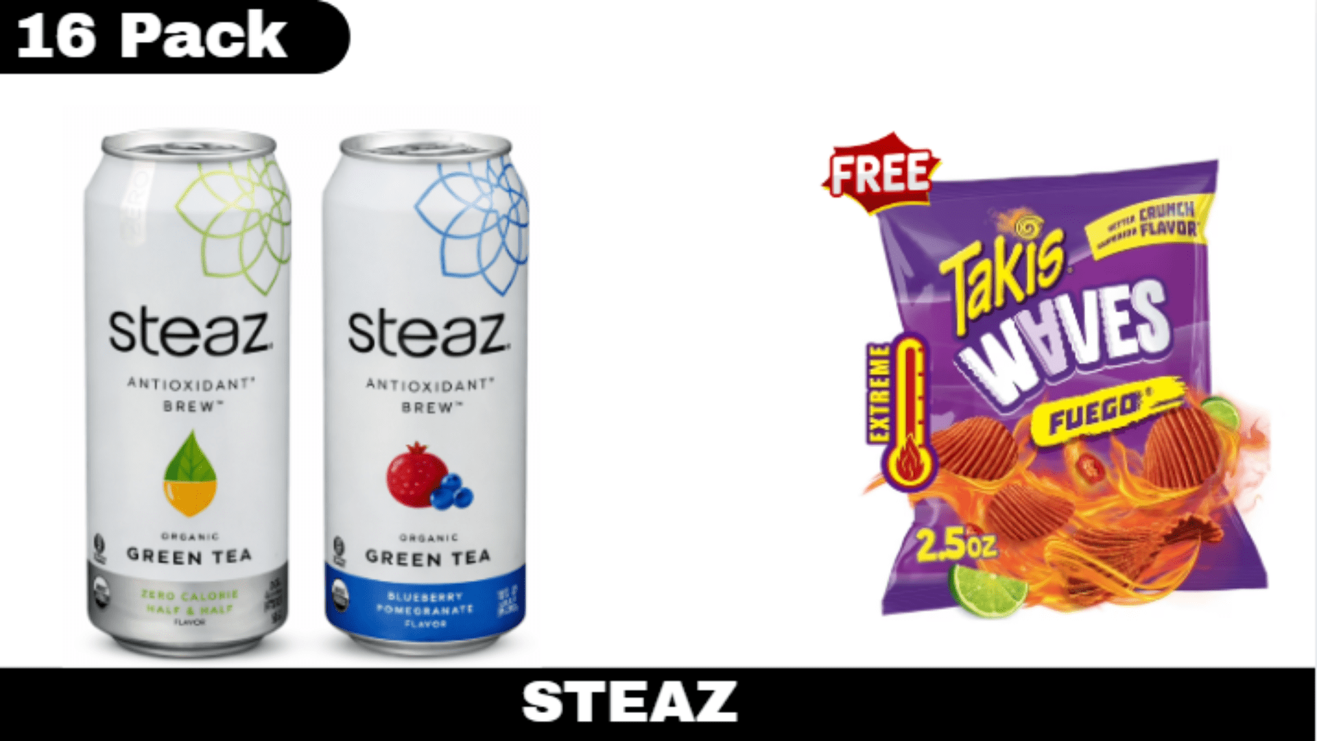 Steaz Antioxidant Brew Blueberry Zero Calorie Green Tea, 16 fl oz Cans ...