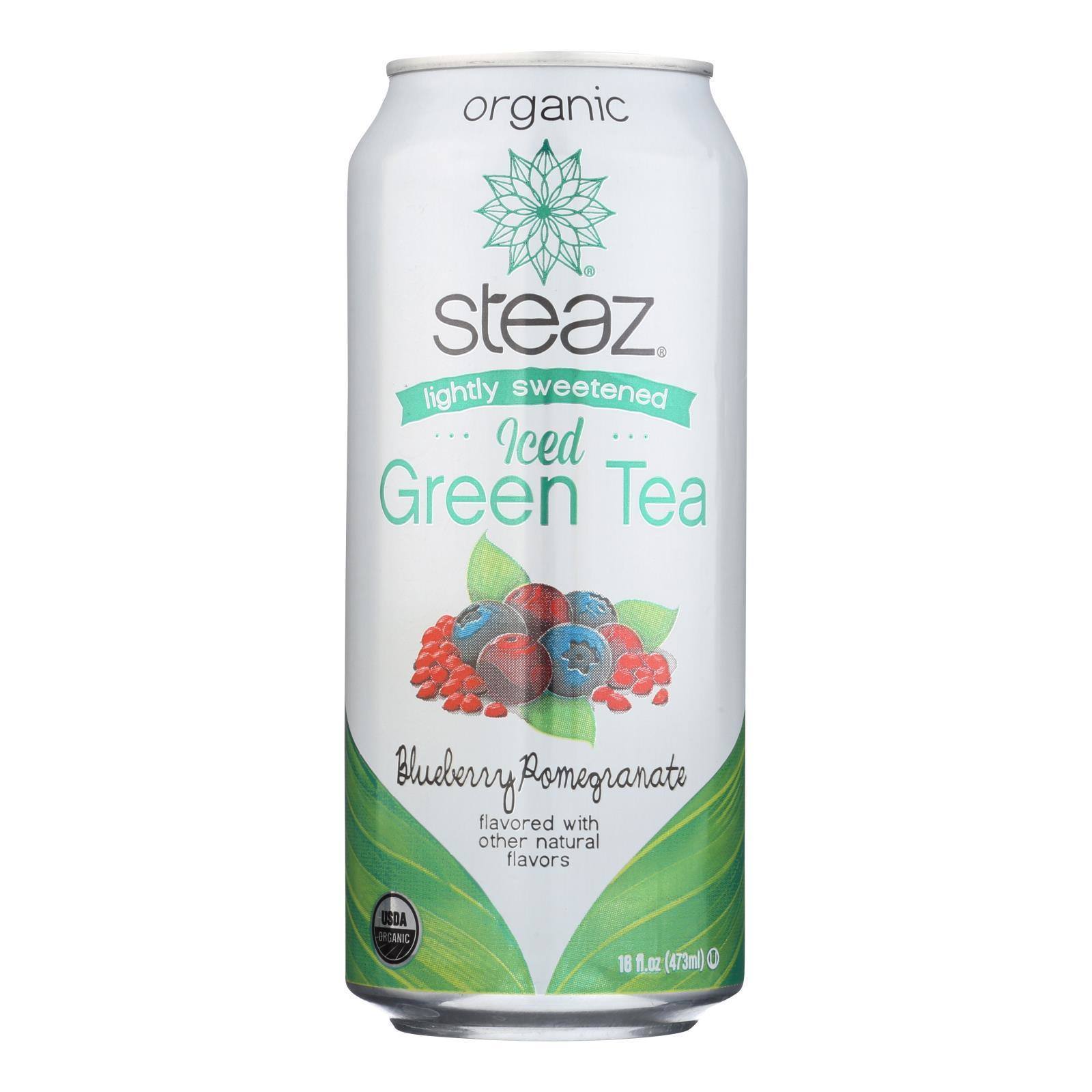 Steaz Lightly Sweetened Green Tea - Blueberry Pomegranate - Case of 12 ...