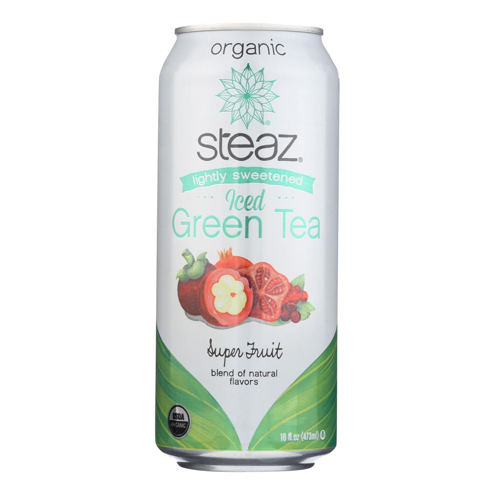 Steaz Lightly Sweetened Green Tea - Super Fruit - Case of 12 - 16 Fl oz ...