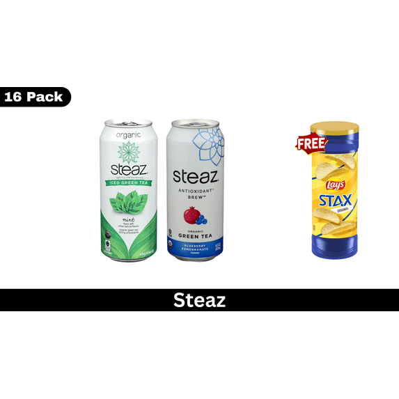 Steaz Organic Iced Green Tea Variety Pack, Mint & Blueberry Pomegranate ...