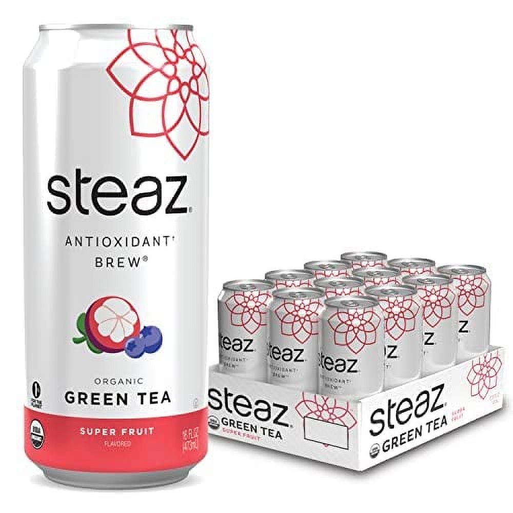 Steaz Organic Lightly Sweetened Super Fruit Iced Green Tea, 16 FL OZ ...