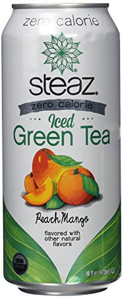 Steaz Organic Zero Calorie Iced Green Tea, Peach Mango, 16 FL OZ (Pack ...
