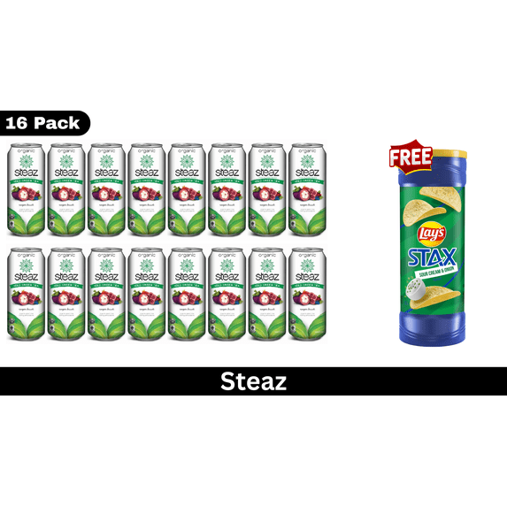 Steaz Superfruit Iced Tea, 16 fl oz Cans, 16 Pack + Lay’s Stax Sour ...