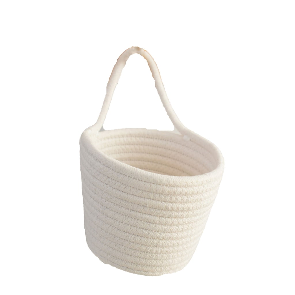 Stebcece Hand-Woven Cotton Thread Decor Basket Round Hanging Mesh Bag ...