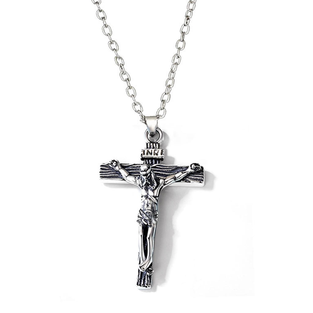 Stebcece Men Women Christian Jesus for Cross Necklace with Chain Metal ...