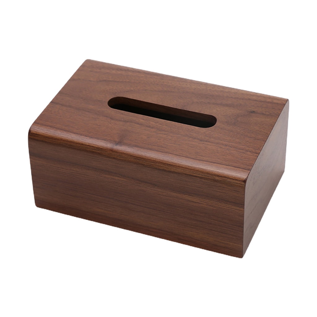 Stebcece Simple Black Walnut Tissue Storage Box with Removable Lid ...