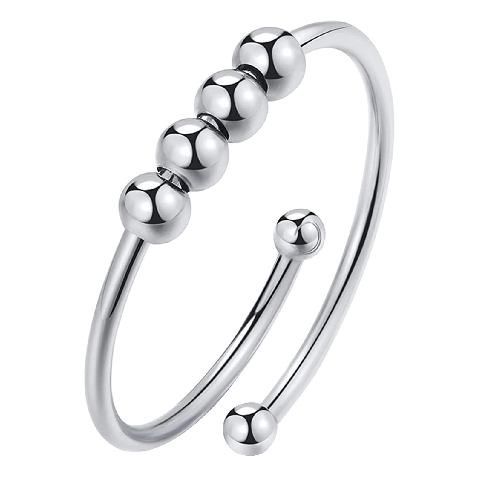 Stebcece Stainless Steel Anxiety Fidget Ring Anxiety Ring with Beads ...