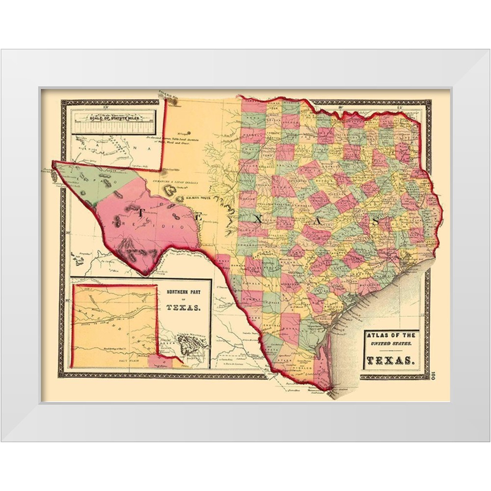 Stedman 32x25 White Modern Wood Framed Museum Art Print Titled - Texas ...