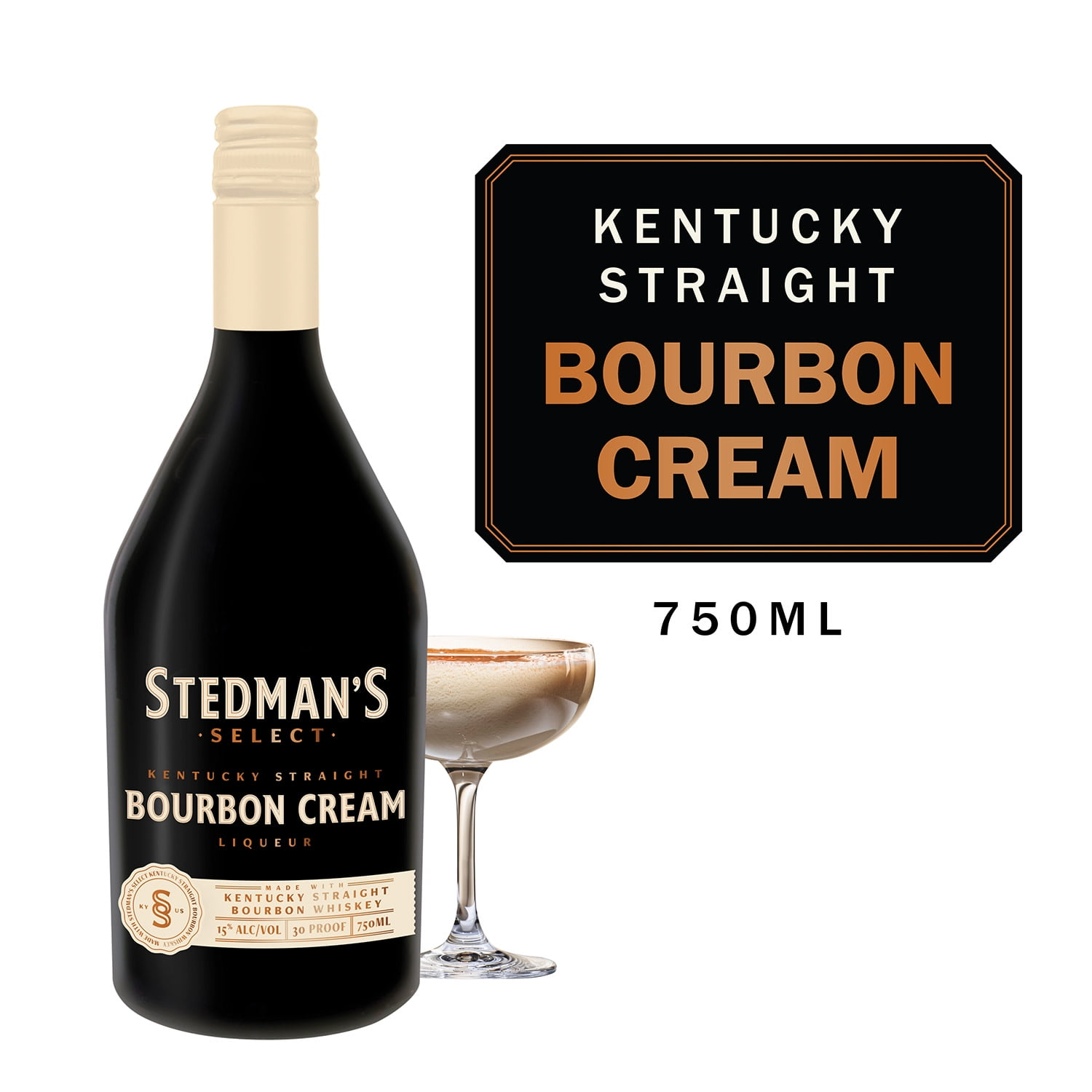 Stedman’s Select Kentucky Straight Bourbon Cream Liqueur, 750ml Bottle ...
