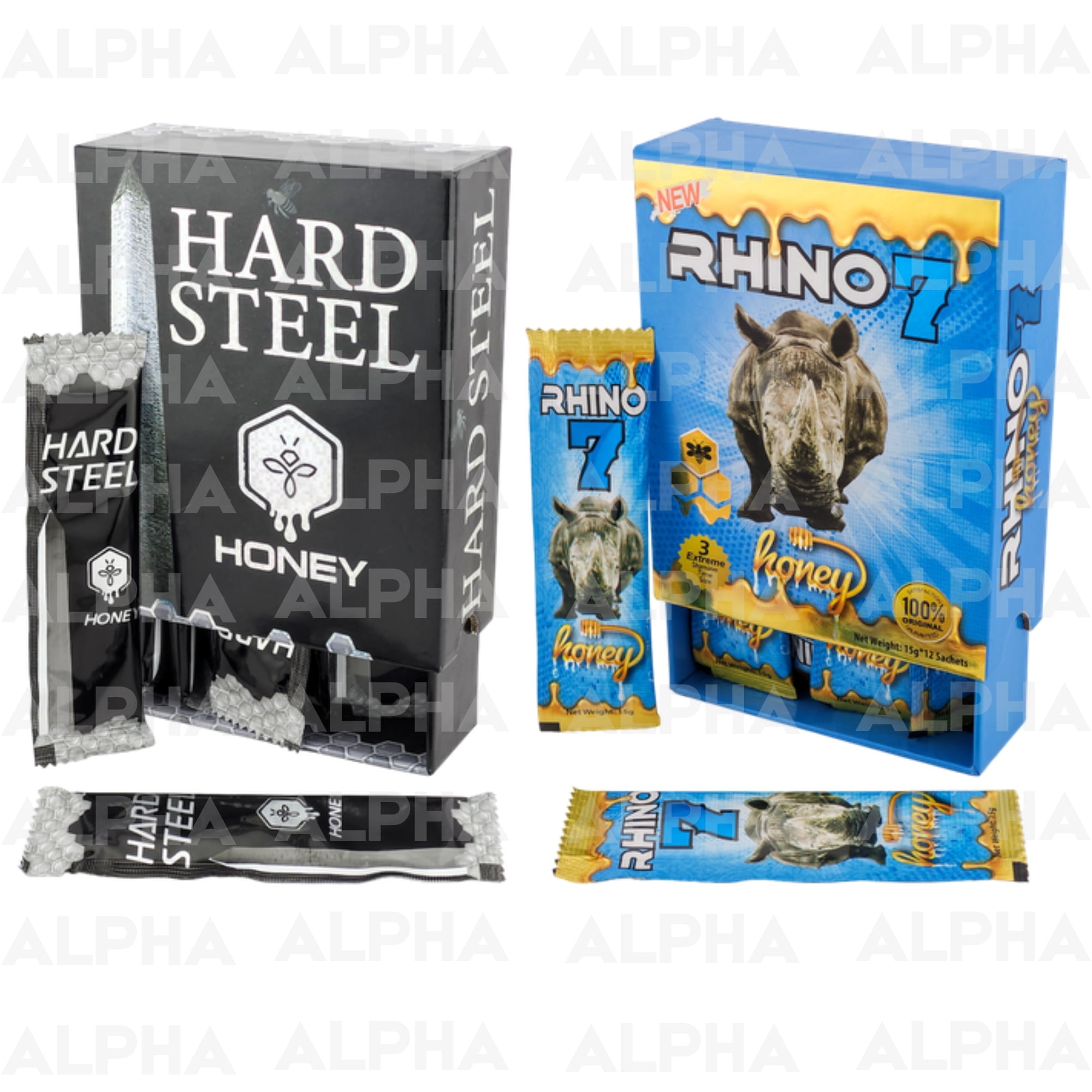 Hard Deal #1: SteeI Black Hard Honey VIP Deal: Rhino 7 Halal Honey & Black Honey Strong Sachets ...