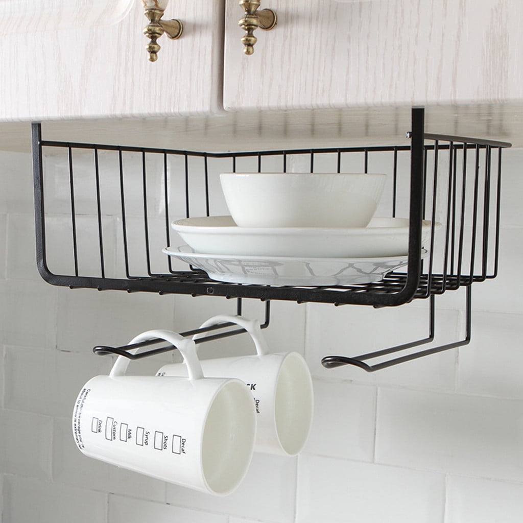 Steel 1-Pack Under Cabinet Shelf Basket Organizer, Metal Wire Rack ...