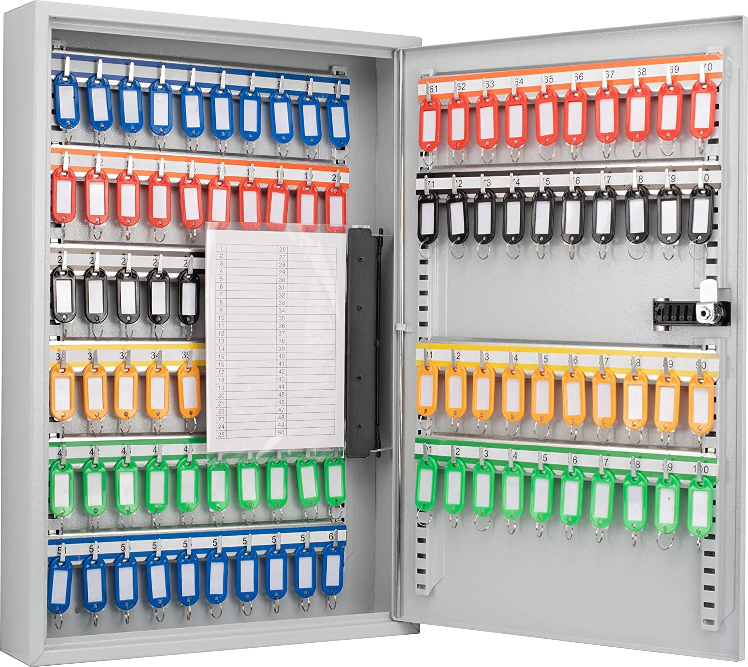 Steel 100 Key Safe Wall Mount Cabinet Storage Key Lock Safe Box with ...