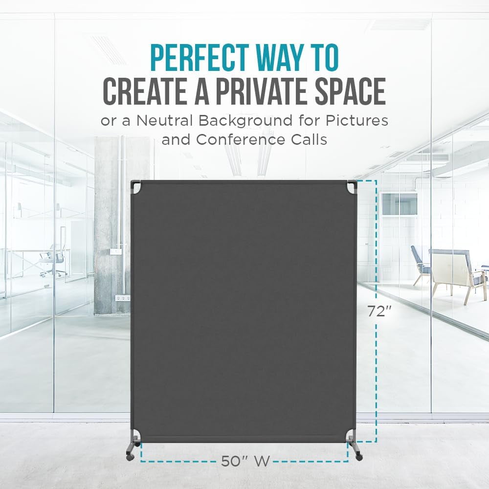 Steel-AID 50-inch Rolling Privacy Room Divider - Freestanding Office ...