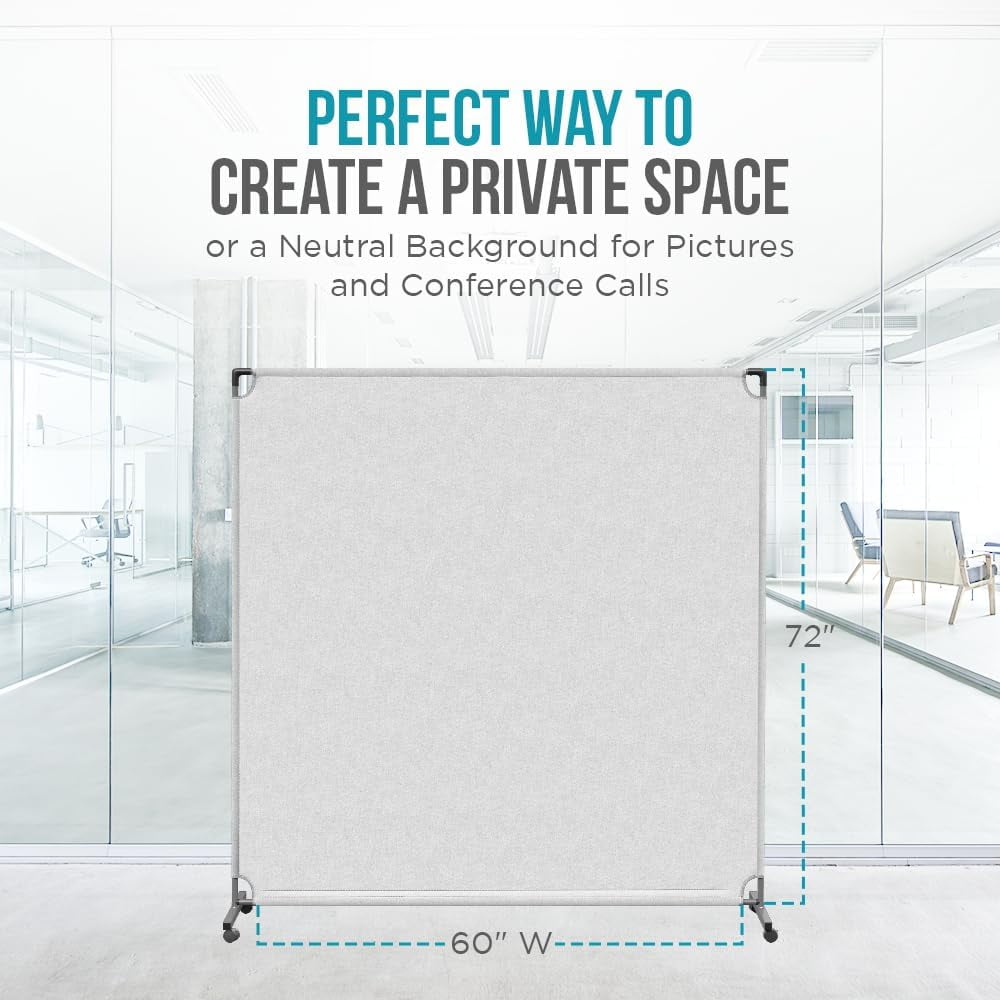 Steel-AID 60-inch Rolling Privacy Room Divider - Freestanding Office ...