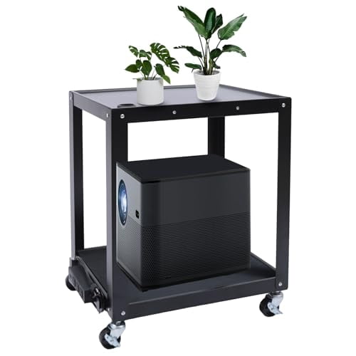 Steel AV Car Media Cart w/Power Strip 2 Shelves 110lb Max Presentation ...