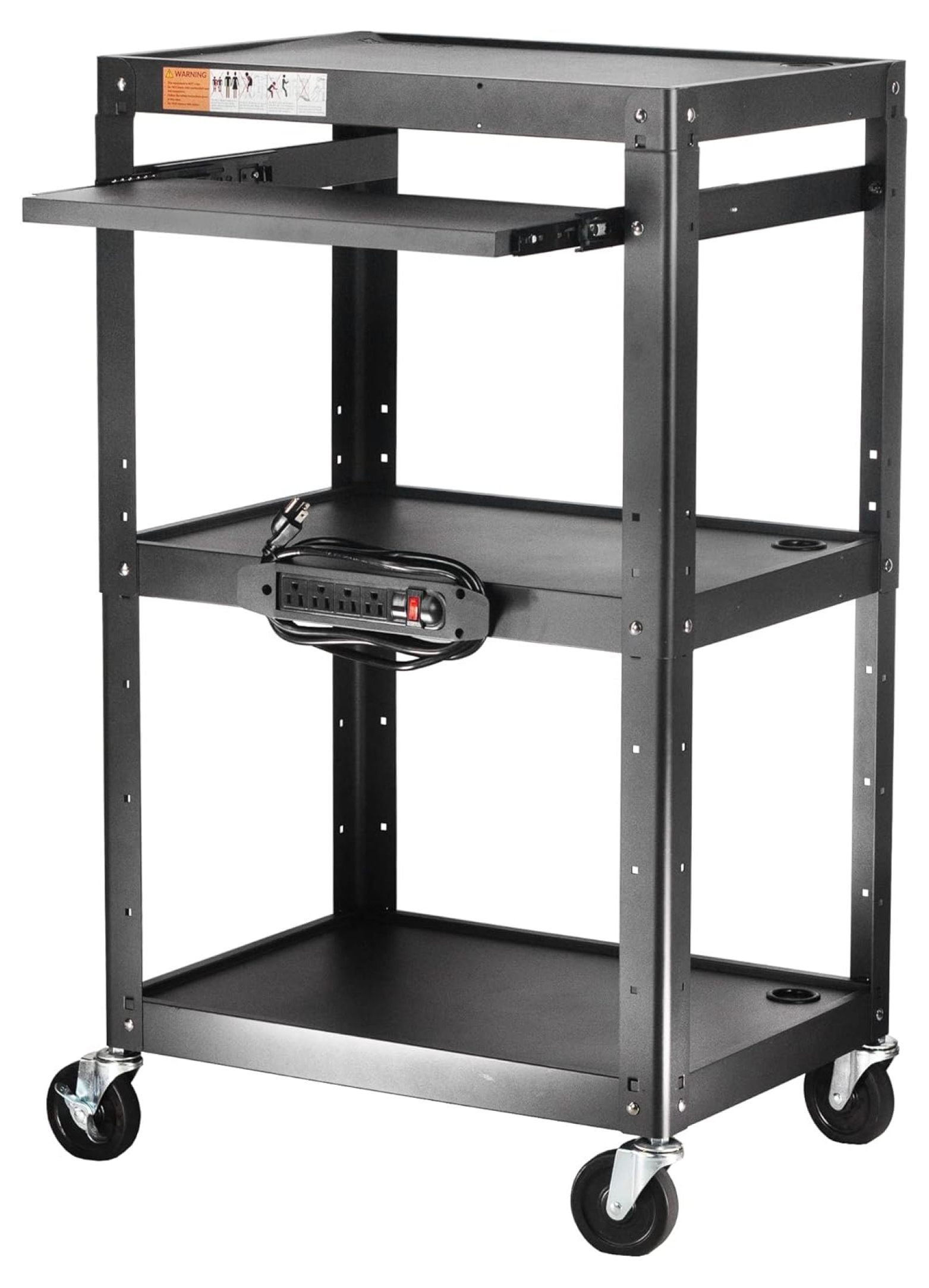 Steel AV Cart on Wheels - Rolling Projector Cart with Height Adjustable ...