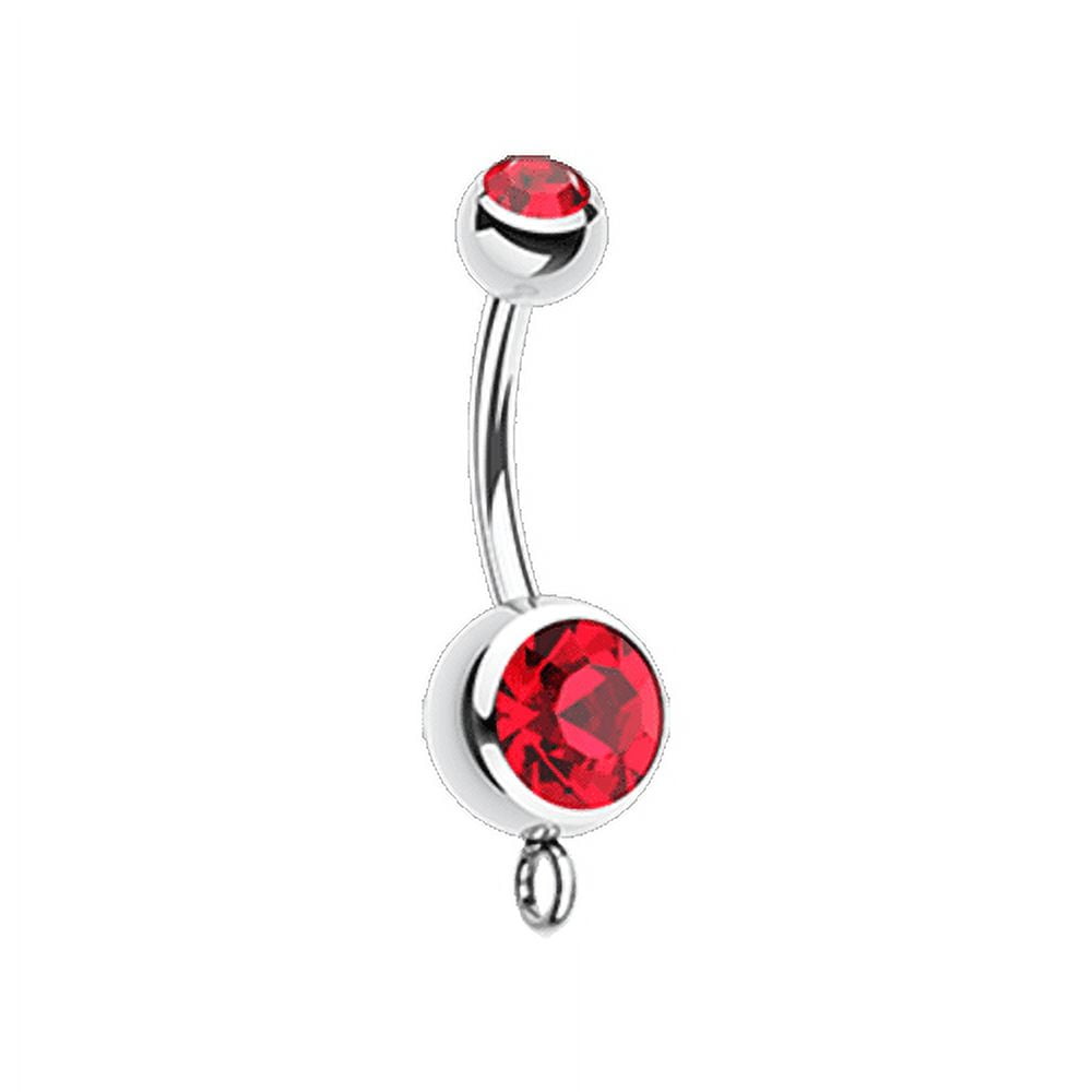 Steel 'Add-On Dangle' Gem Ball Belly Button Ring - Walmart.com