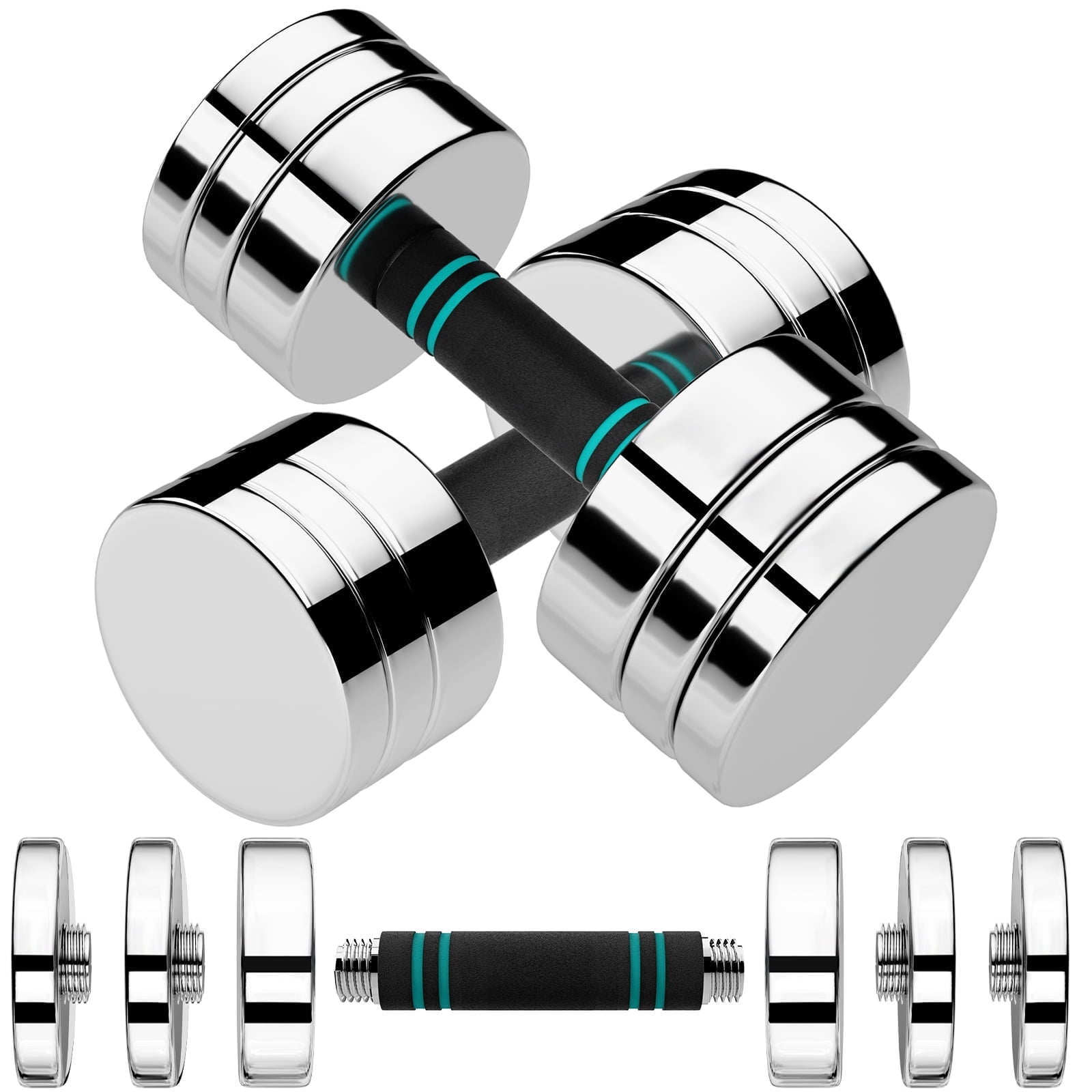 Steel Adjustable Dumbbell Set of 2, 5/10/15lb Free Weights Dumbbells ...