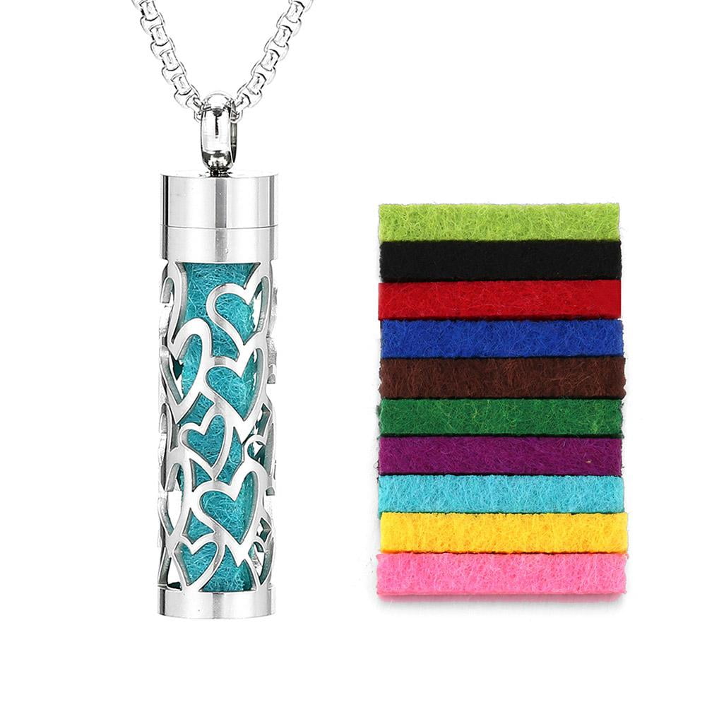 Steel Aromatherapy Necklace Diffuser Perfume Oil Essential S6N6 ...