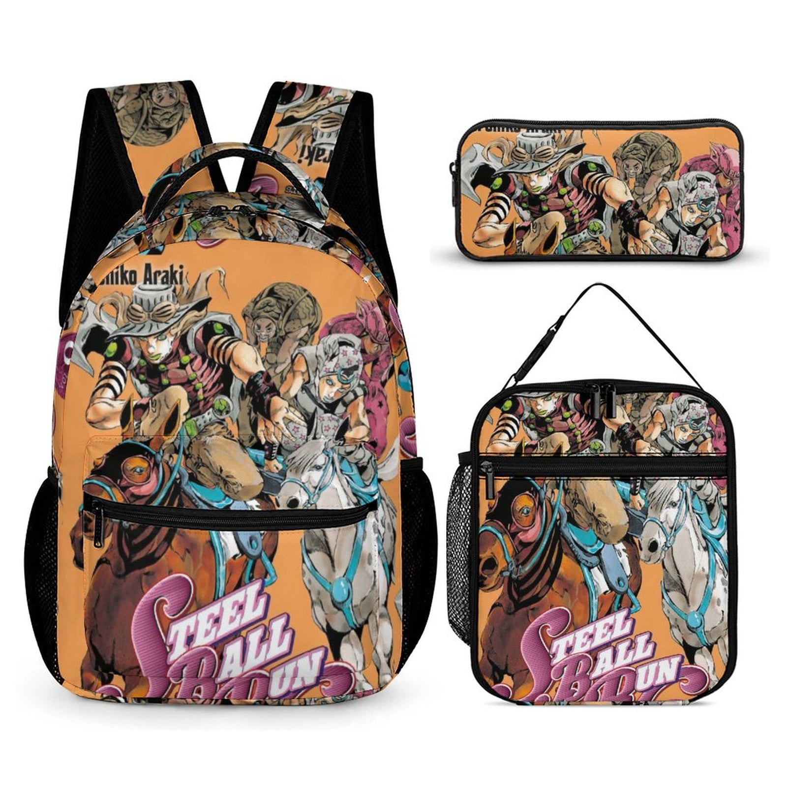 Steel Ball Run Zeppeli Gyro Anime (7) 3 Piece Backpack Set Anime Casual ...