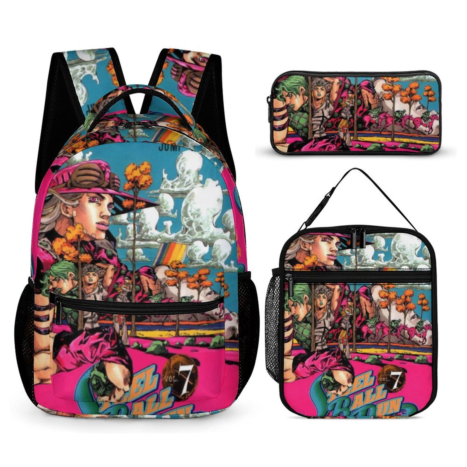 Steel Ball Run Zeppeli Gyro Anime (9) 3 Piece Backpack Set Anime Casual ...