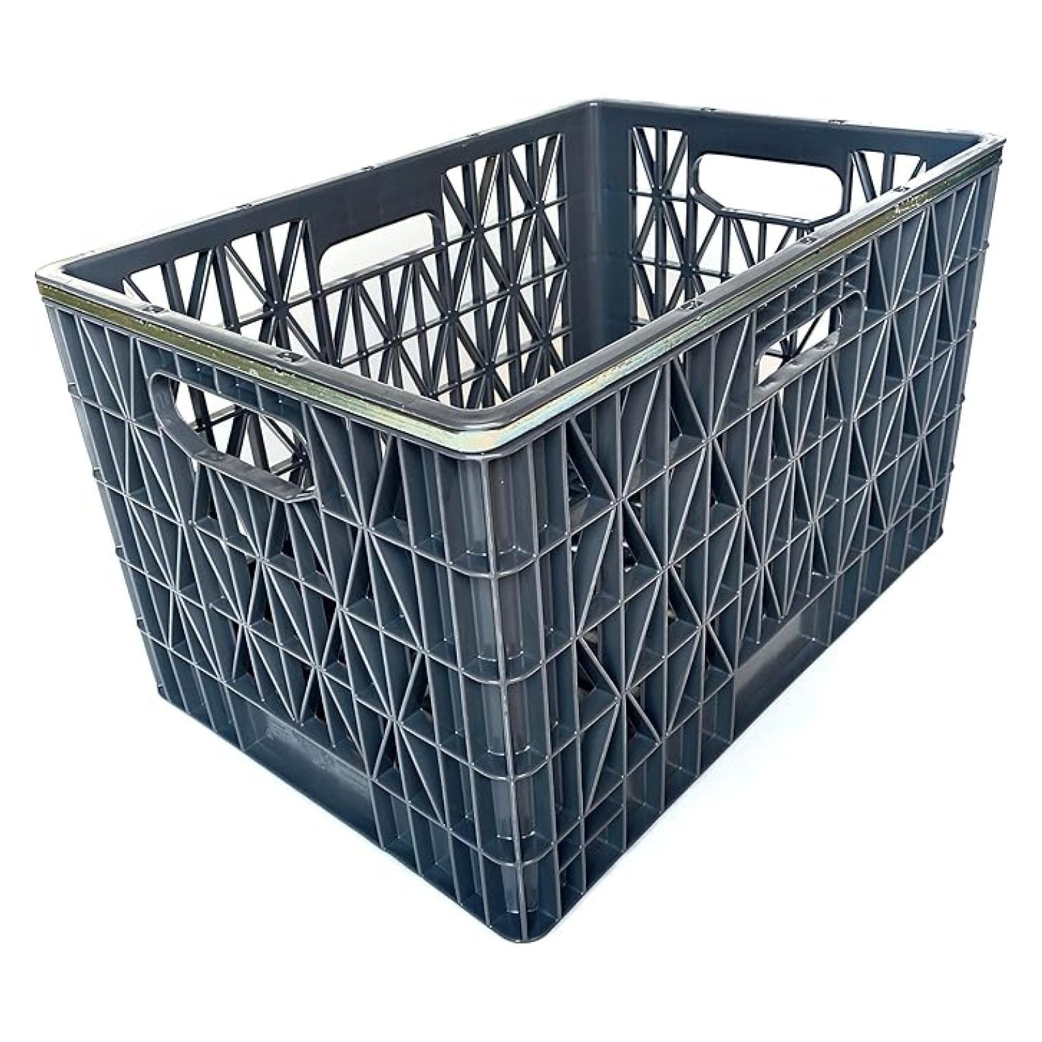 Steel-Banded Milk Crate - Heavy Duty Storage Crates, 19x13x11.5 Inch ...
