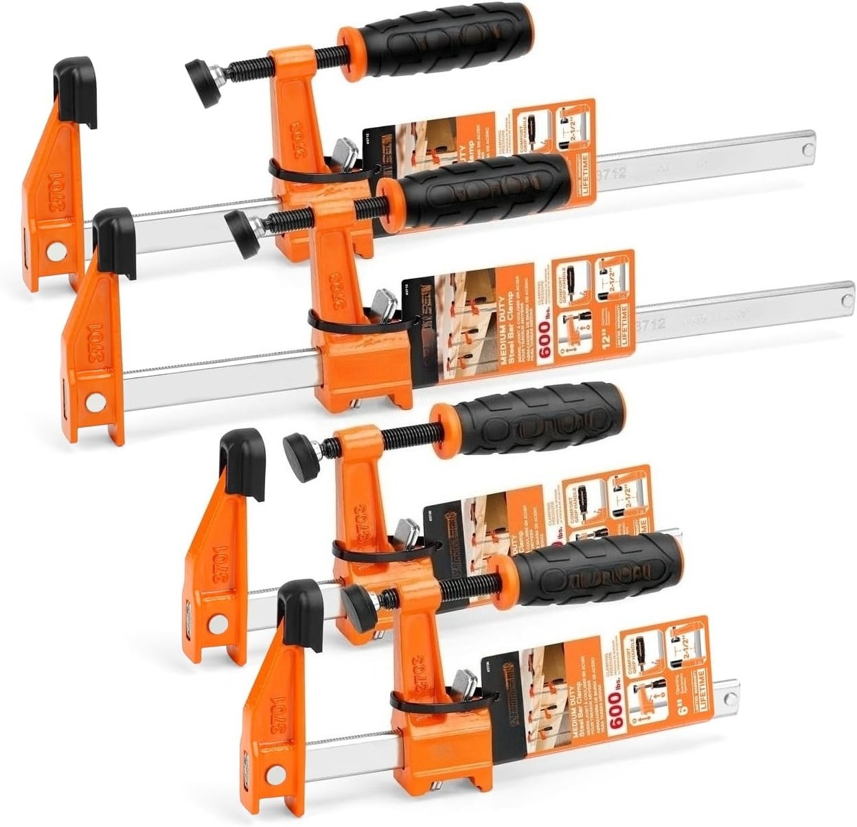 Steel Bar Clamps Set, & Medium Duty F-Clamp, 600 Lbs Load Limit ...