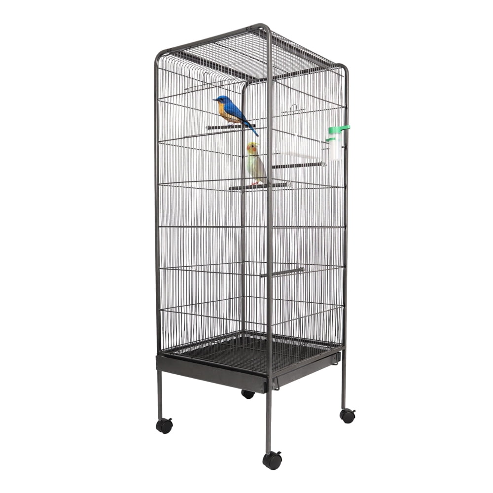 Steel Bird Cage with Rolling Stand, Plastic Feeder and PP Slide-Out ...