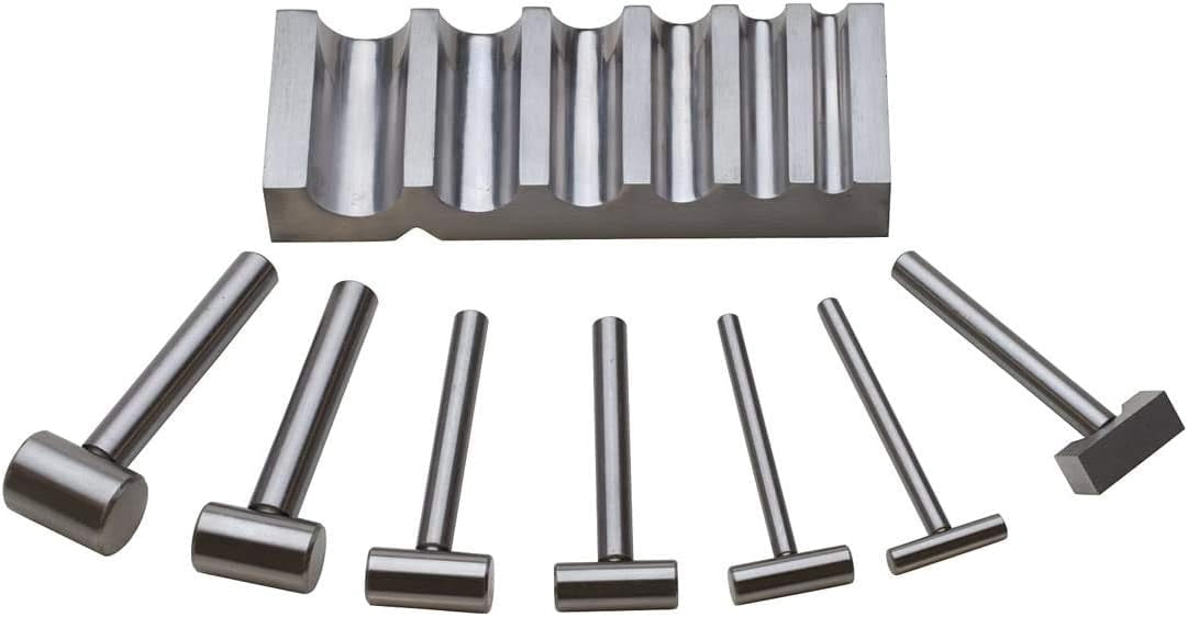 Steel Block Swage U-Channel and 6 Hammer Punches Metal Forming Dapping ...
