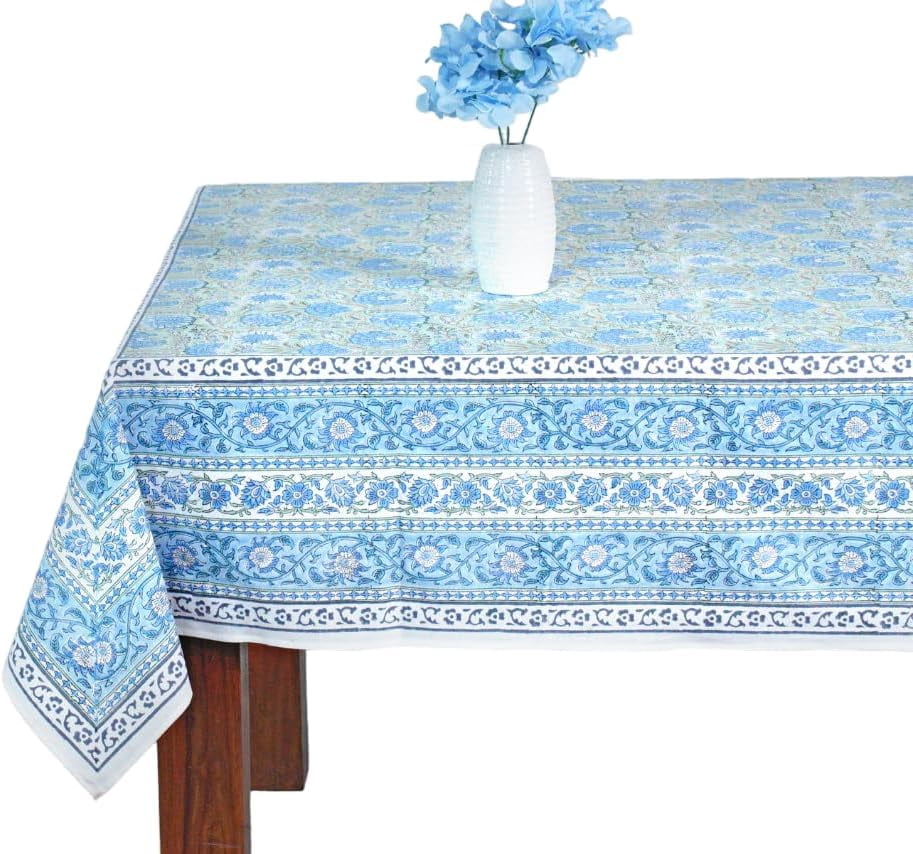 Steel Blue 60x84 Inches Rectangle 100% Cotton Hand Block Print ...