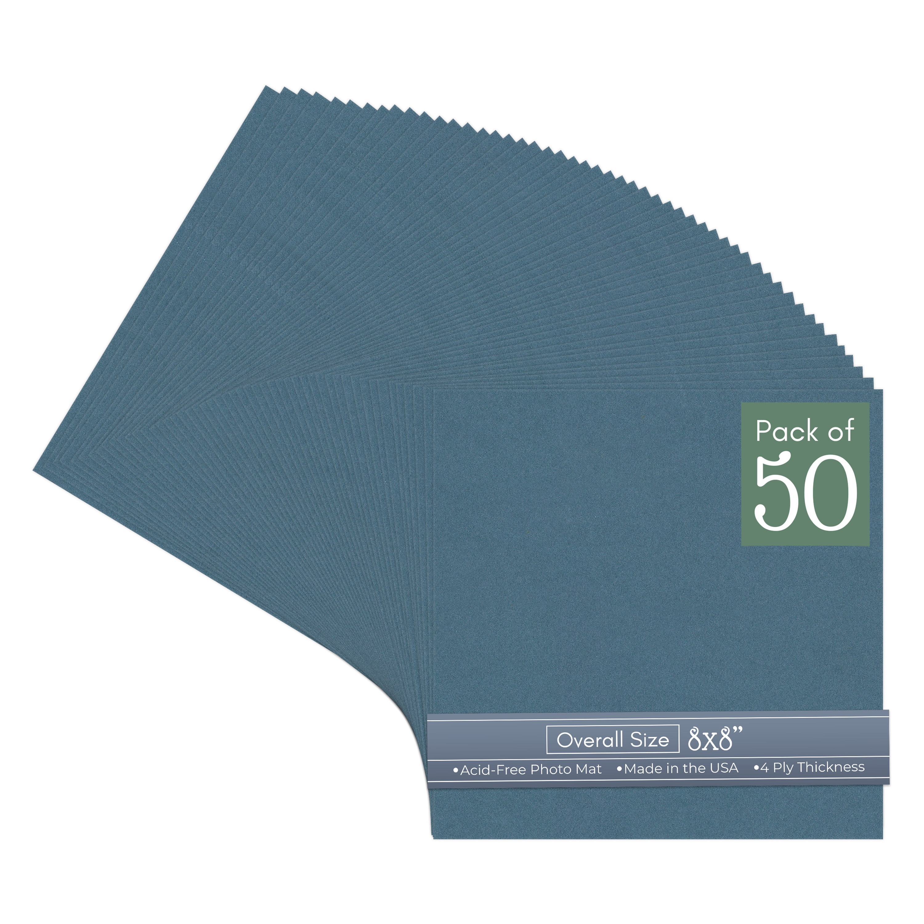Steel Blue 8x8 Uncut Art Mat Board - No Opening - 50 Mats - Walmart.com