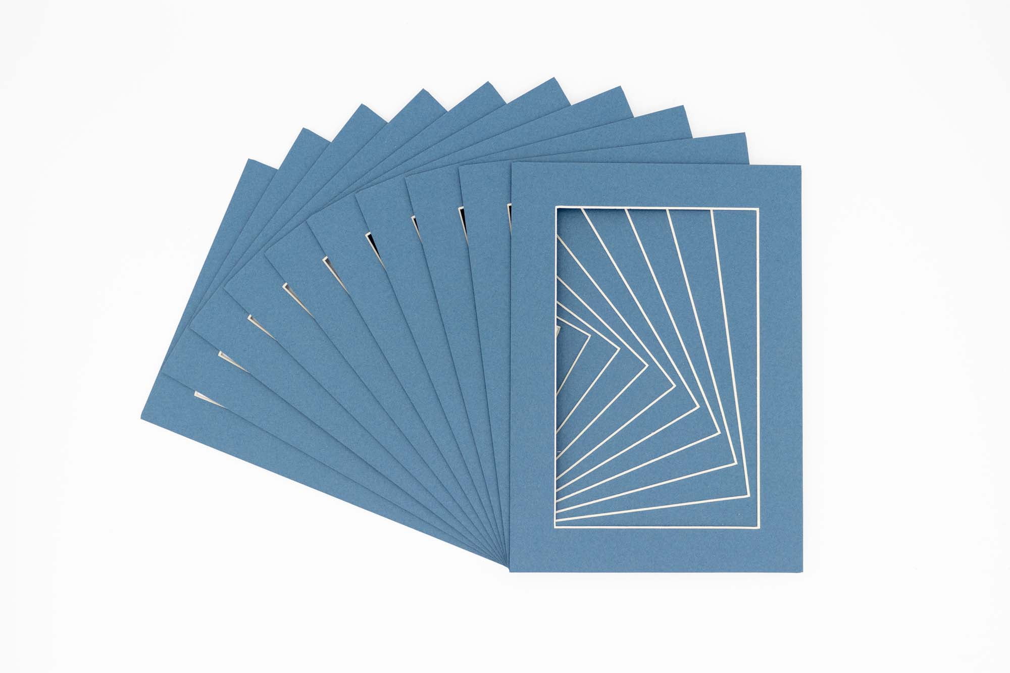 Steel Blue Acid Free 10x12 Picture Frame Mats with White Core Bevel Cut ...
