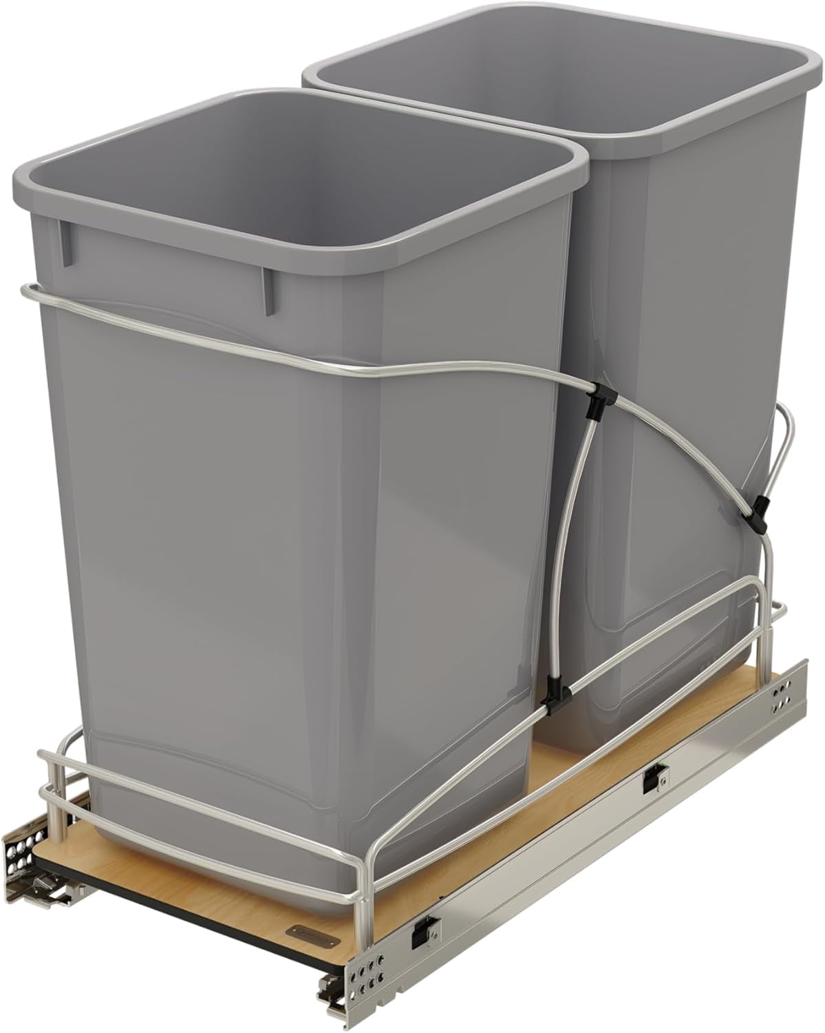 Steel Bottom Mount Double 27 Quart 6.75 Gallon Waste Bin Trash ...