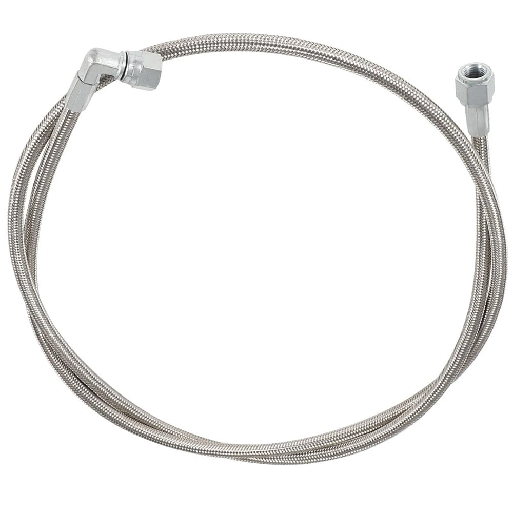 Steel Braided Turbo Oil Feed Line 60" Length - 4 AN 551871 90° Straight ...