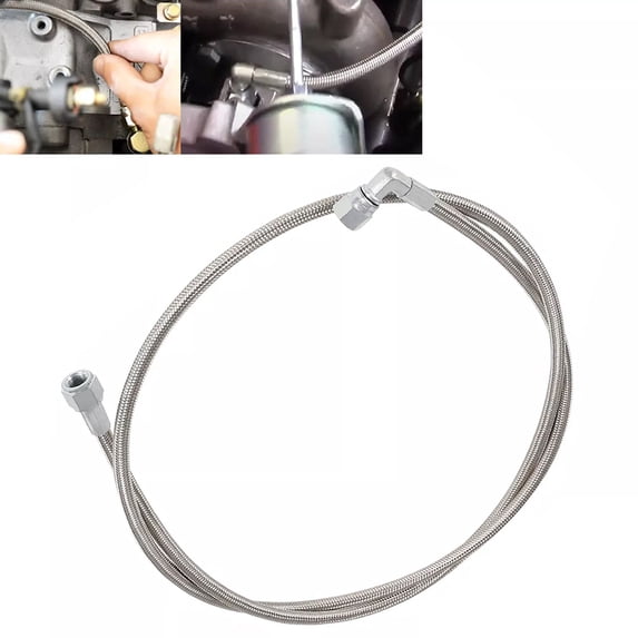 Steel Braided Turbo Oil Feed Line 60" Length - 4AN 90° Straight Hose ...