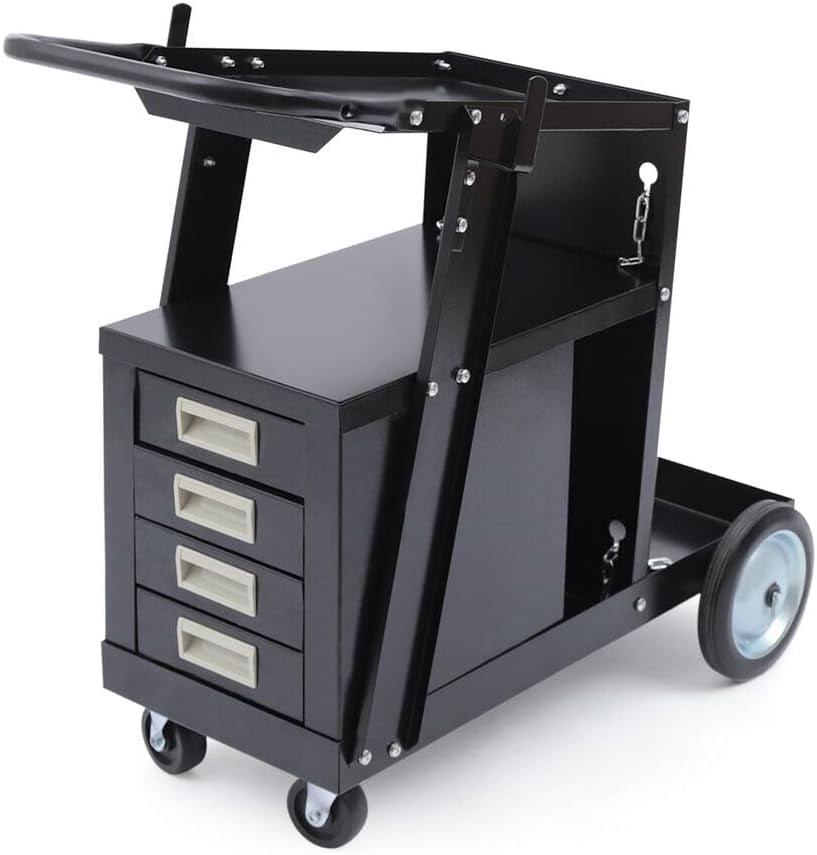 Steel Cabinet Welding Cart w/Wheels and Gas Tank Storage for TIG MIG ...