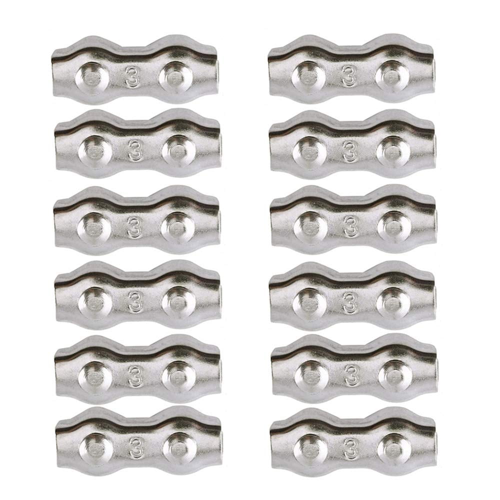 Steel Cable Clamp 3mm 12 Pieces Duplex Cable Clamps Cable Clip 304 ...