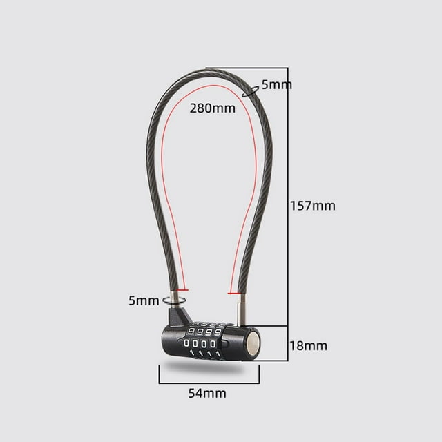 Steel Cable Lock Security Combination Lock 4 Digit Combination Padlock ...